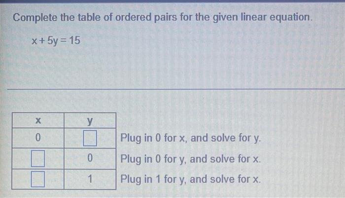 Solved Complete the table of ordered pairs for the given | Chegg.com