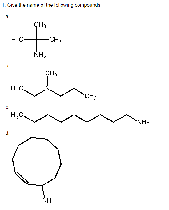 Solved Give the name of the following compounds.ahC.d | Chegg.com