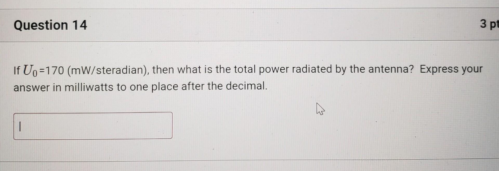 Solved The radiation intensity of a certain antenna is given | Chegg.com