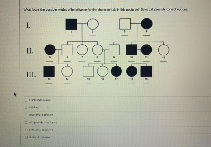 Solved What is/are the possible modes of inheritance for the | Chegg.com