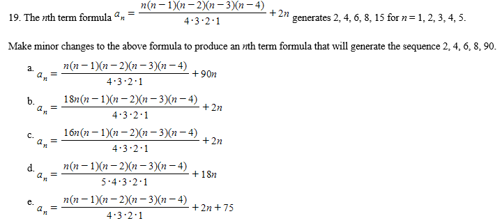 Solved The nth term formula | Chegg.com
