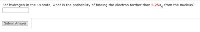 Solved For hydrogen in the 1s state, what is the probability | Chegg.com