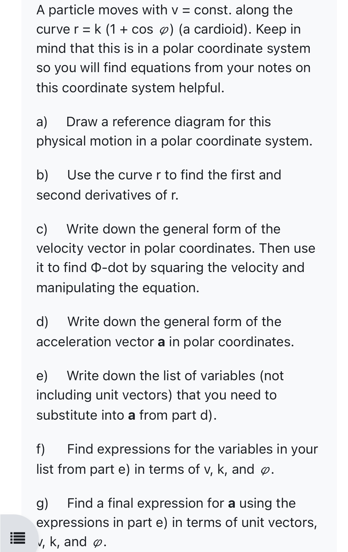 Solved A particle moves with v= ﻿const. along the curve | Chegg.com