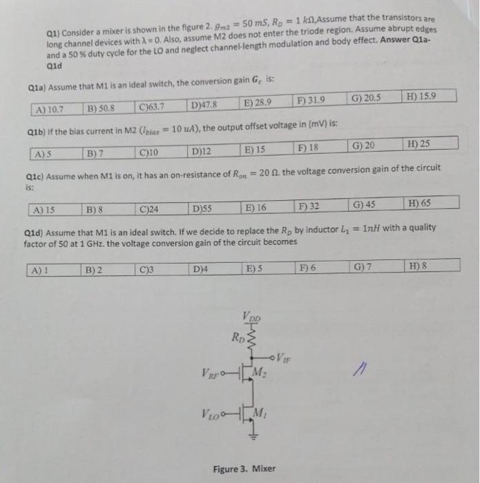 Solved Q1) Consider a mixer is shown in the figure | Chegg.com