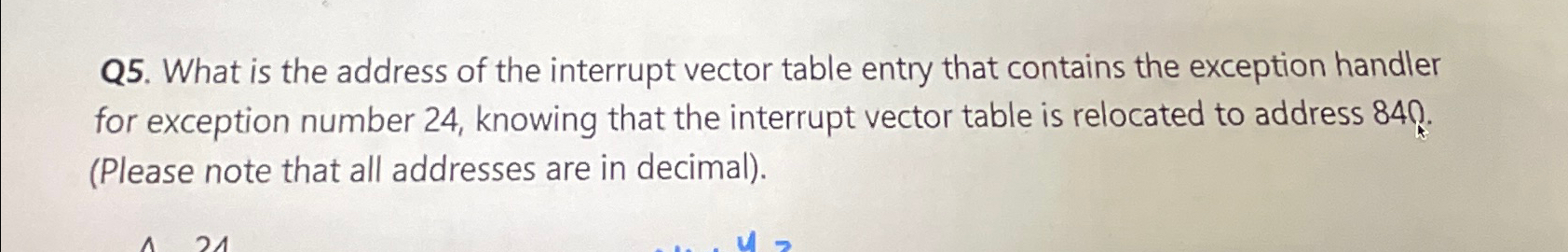 Solved Q5. ﻿What is the address of the interrupt vector | Chegg.com