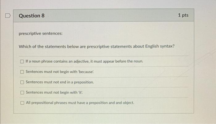prescriptive sentences: Which of the statements below | Chegg.com