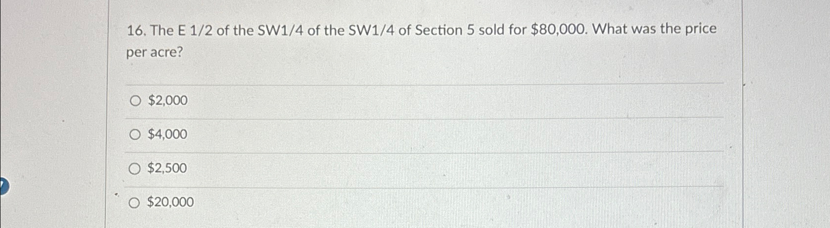 Solved The E12 ﻿of the SW1/4 ﻿of the SW1/4 ﻿of Section 5 | Chegg.com