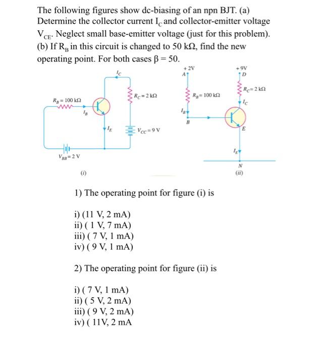 Solved The following figures show dc-biasing of an npn BJT. | Chegg.com