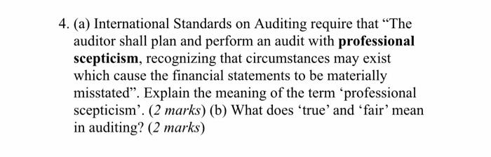 Solved 4. (a) International Standards on Auditing require | Chegg.com