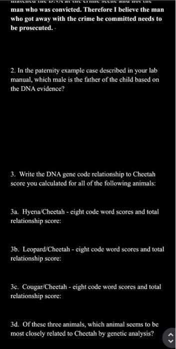 Solved 3. Write the DNA gene code relationship to Cheetah | Chegg.com