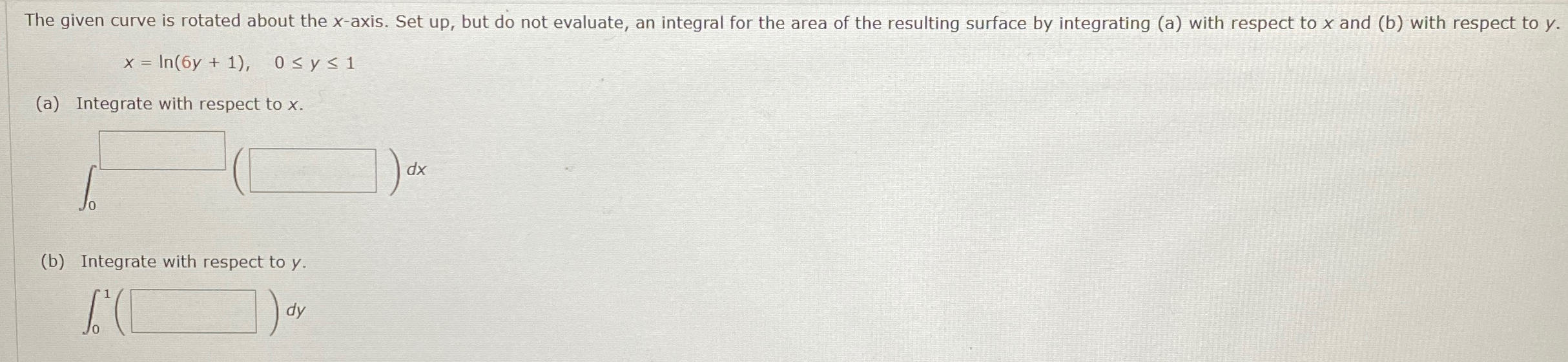 Solved The given curve is rotated about the x-axis. Set up, | Chegg.com