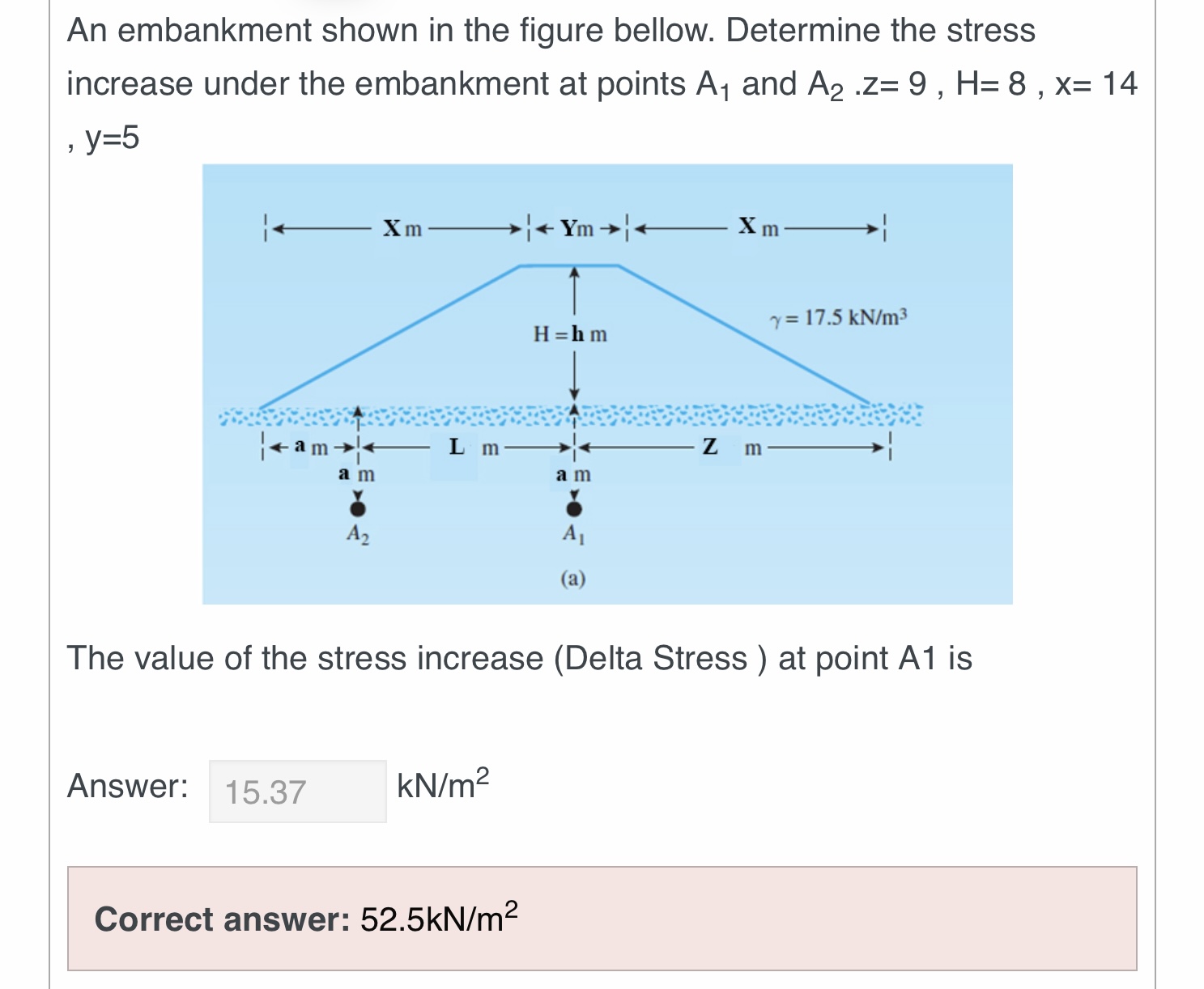 Solved An embankment shown in the figure bellow. Determine | Chegg.com