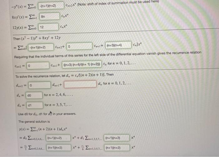 Solved (1 point) Find the recurrence relation for the | Chegg.com
