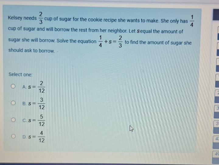 Kelsey needs 23 ﻿cup of sugar for the cookie recipe | Chegg.com
