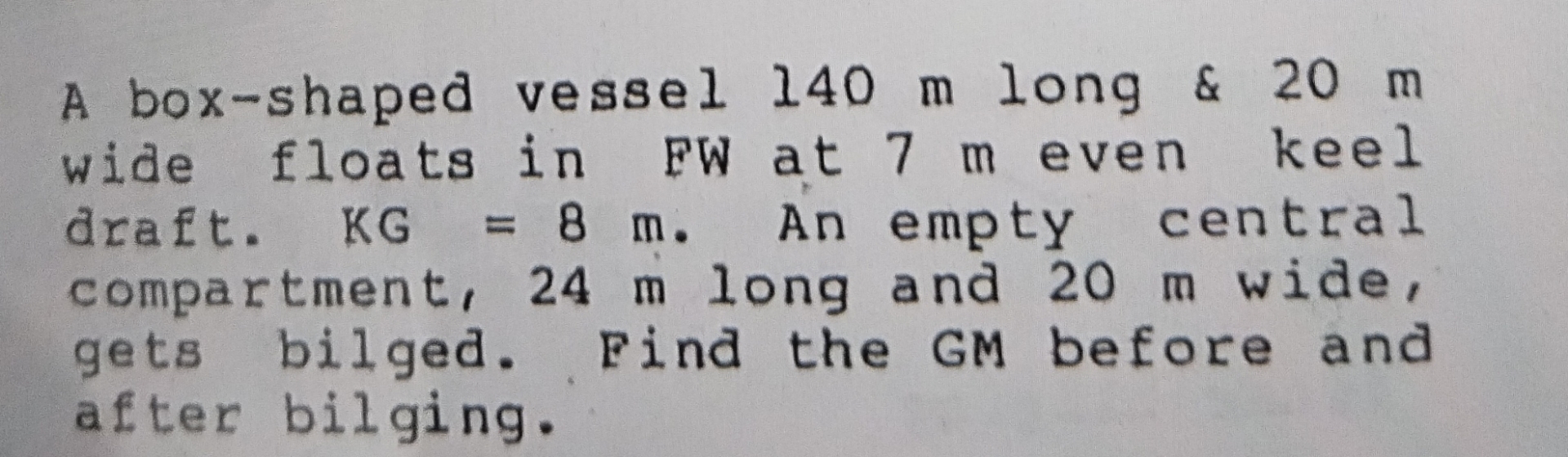 A box-shaped vessel 140 ﻿m long &20m ﻿wide floats in | Chegg.com