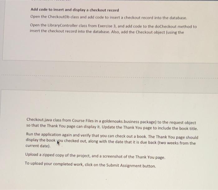 Exercise 5: Enhance the library checkout application | Chegg.com