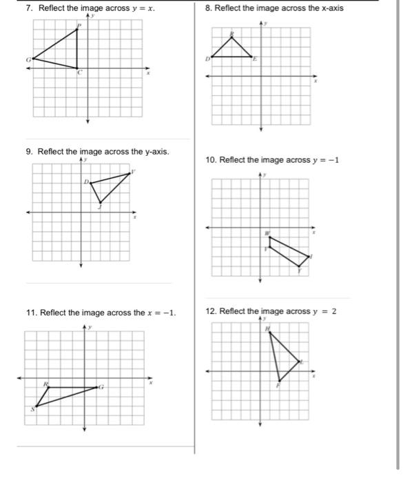Solved 7. Reflect the image across y = x. 8. Reflect the | Chegg.com