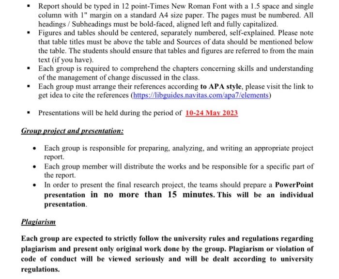 Group Research Project and Presentation Assignment: A | Chegg.com