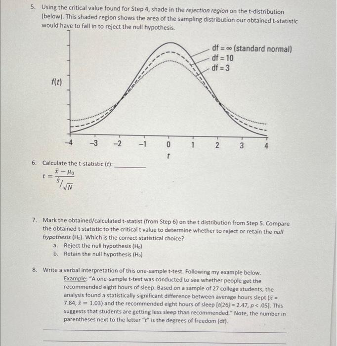Solved 5. Using the critical value found for Step 4, shade | Chegg.com