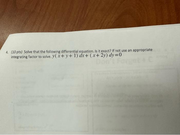 Solved 4. (10 pts) Solve that the following differential | Chegg.com