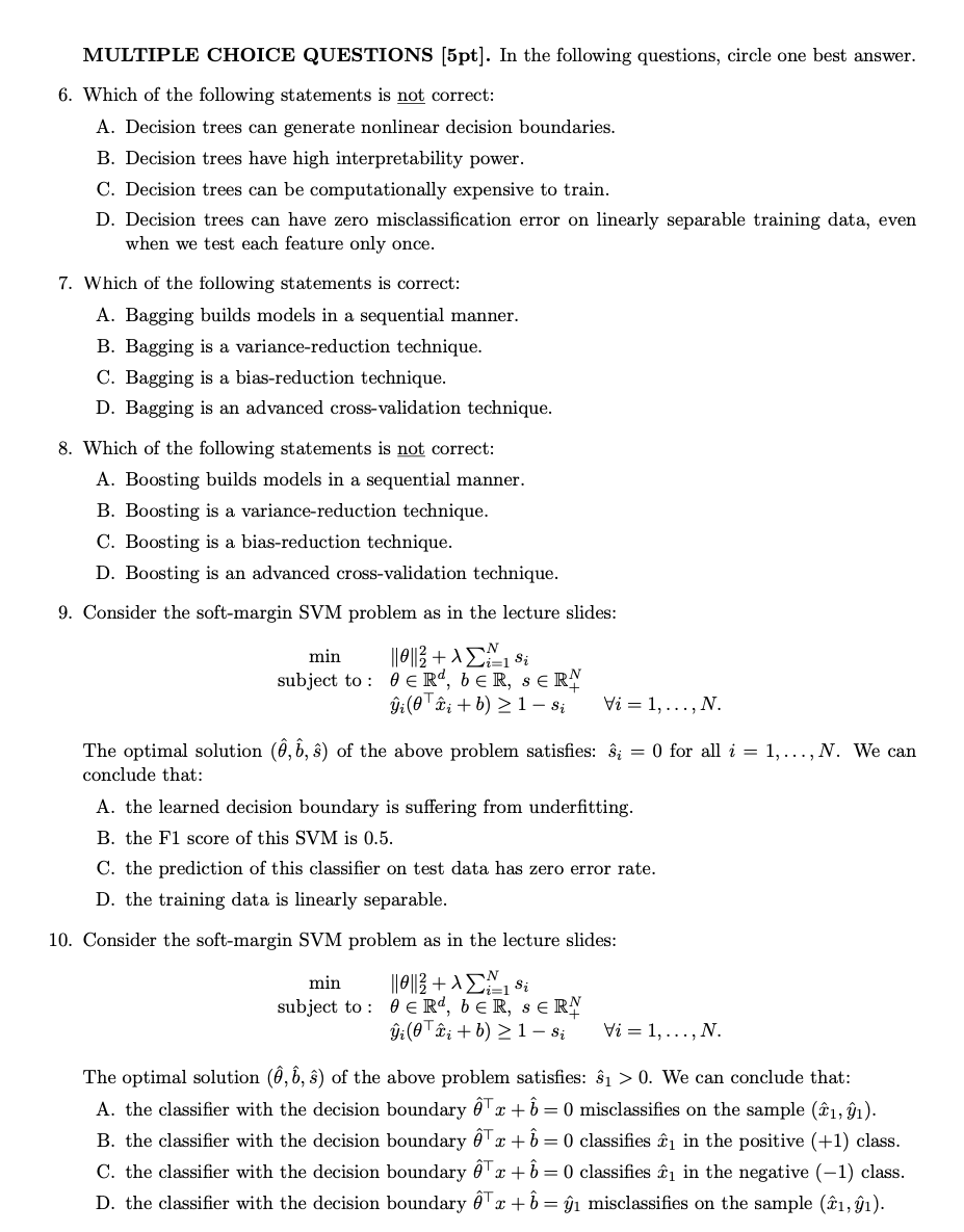 Solved MULTIPLE CHOICE QUESTIONS [5pt]. ﻿In the following | Chegg.com