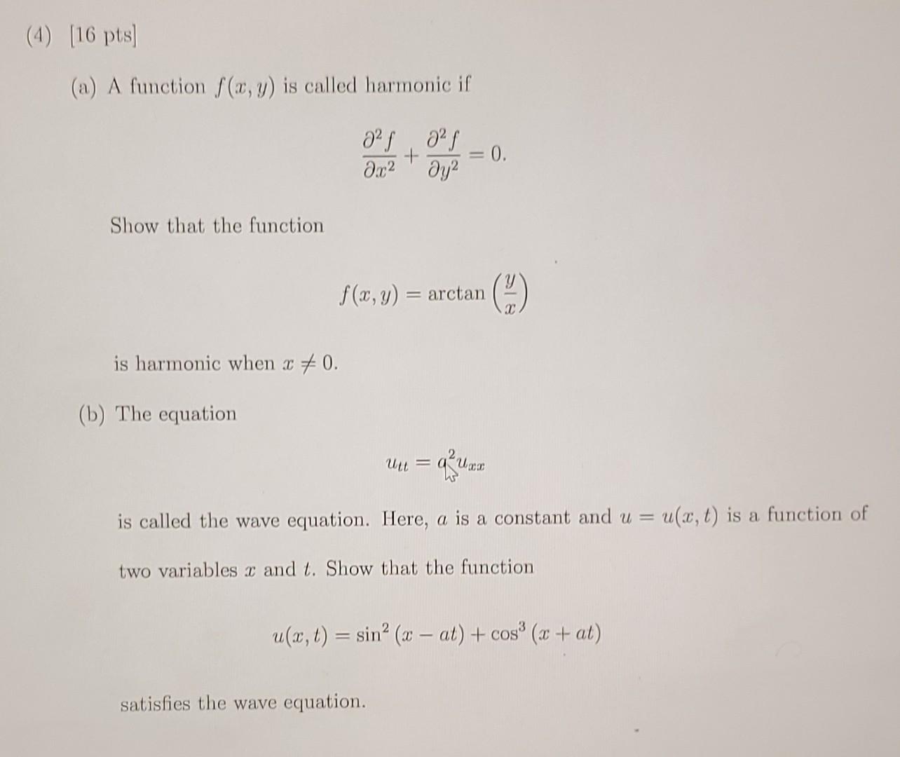 Solved (a) A function f(x,y) is called harmonic if | Chegg.com