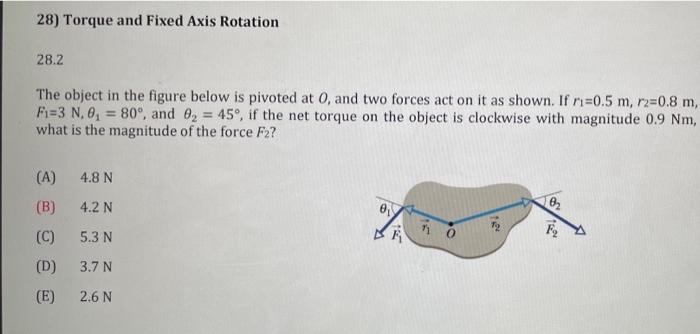 Solved 28) Torque and Fixed Axis Rotation 28.2 The object in | Chegg.com