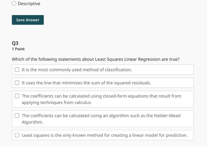 Solved RQ: The Method of Least Squares Q1 1 Point An | Chegg.com