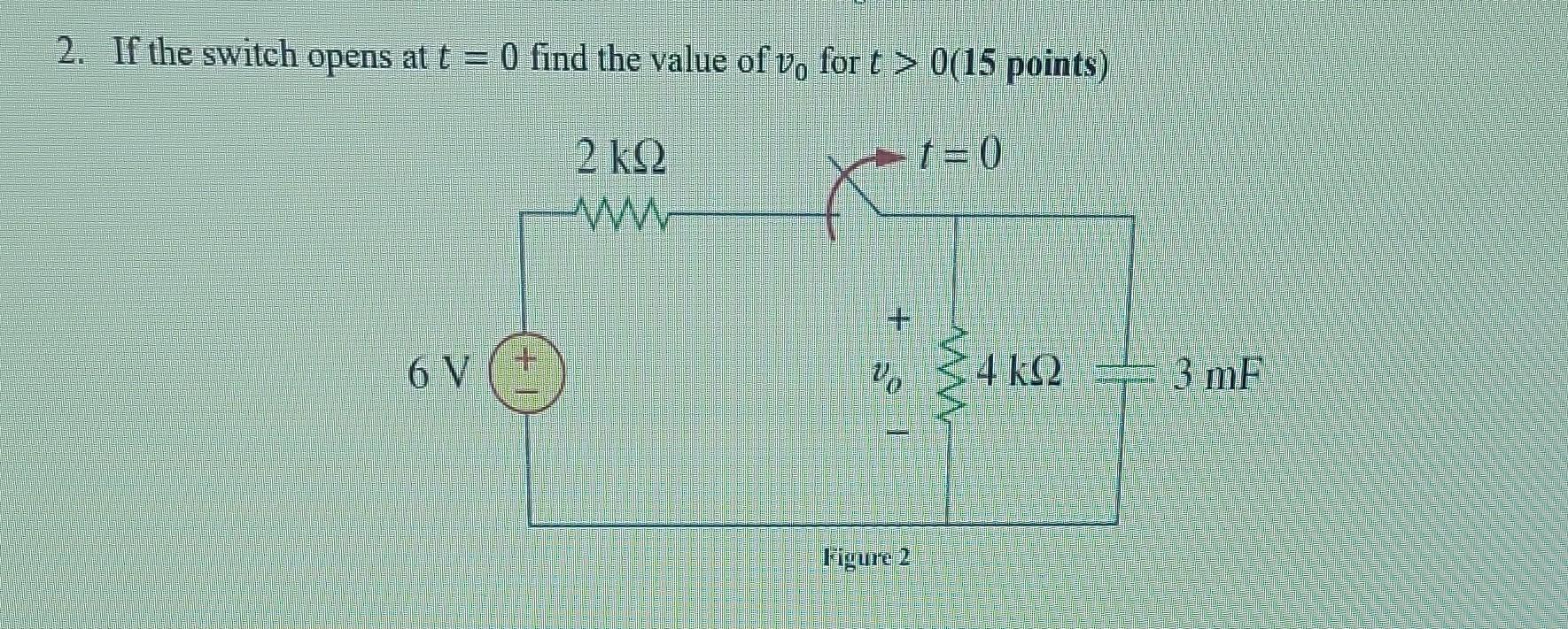 Solved 2. If the switch opens at t=0 find the value of v0 | Chegg.com