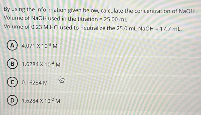 Solved by using the information below, calculate the | Chegg.com