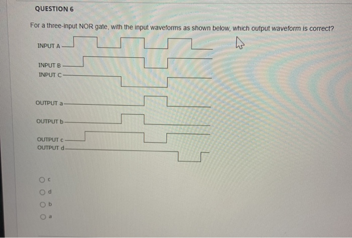 Solved QUESTION 6 For a three-input NOR gate, with the input | Chegg.com