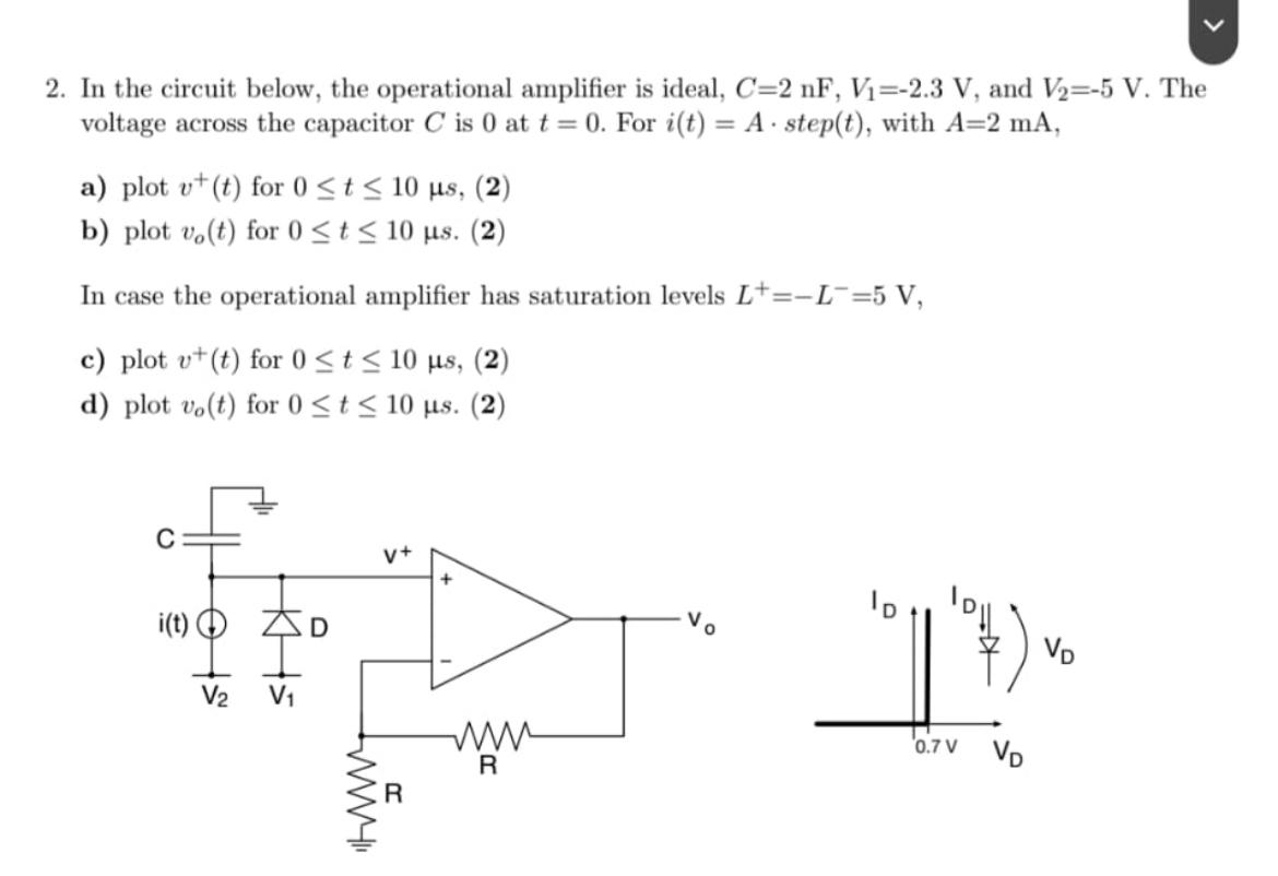 Solved In the circuit below, the operational amplifier is | Chegg.com