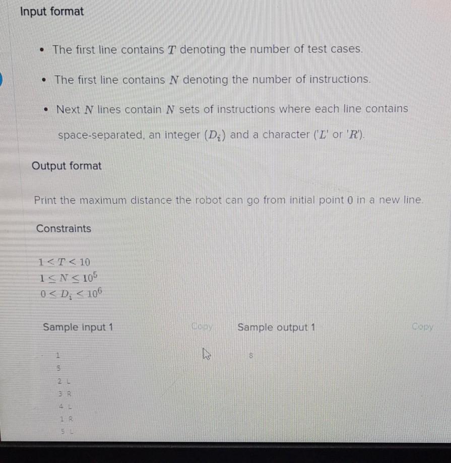 Solved You have designed a robot. The robot can move only | Chegg.com