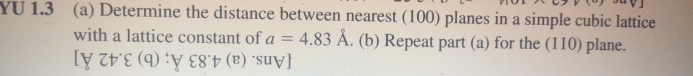 Solved YU 1.3 (a) ﻿Determine the distance between nearest | Chegg.com