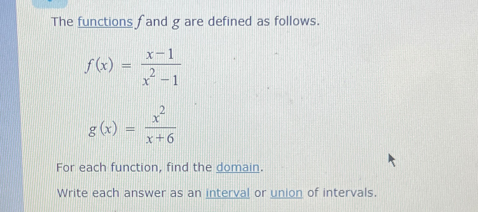Solved The functions f ﻿and g ﻿are defined as | Chegg.com
