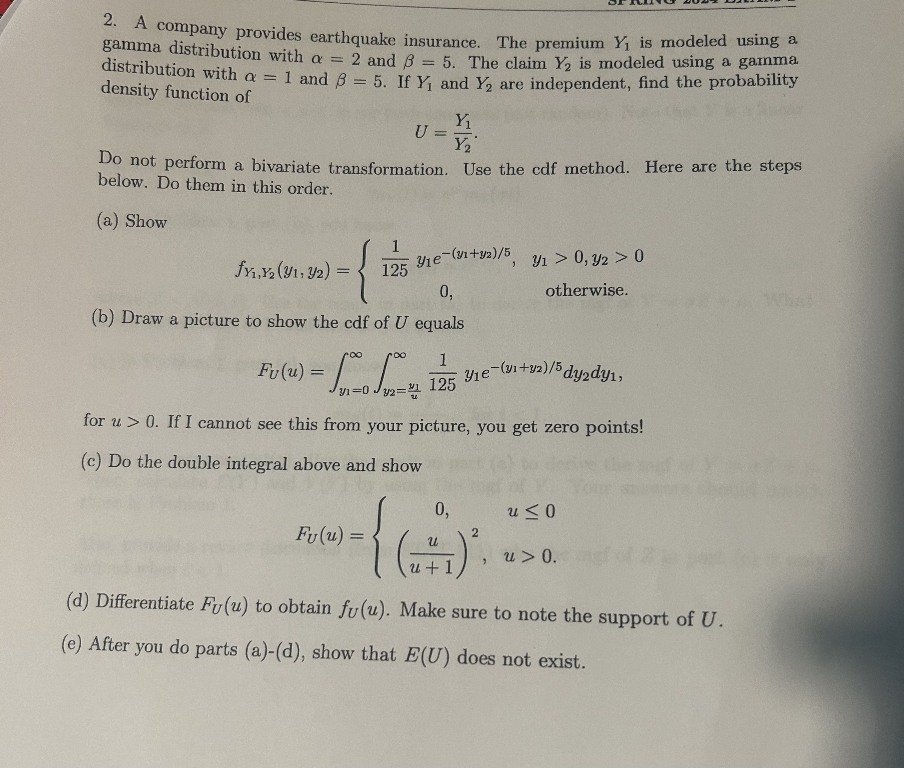 Solved A company provides earthquake insurance. The premium | Chegg.com