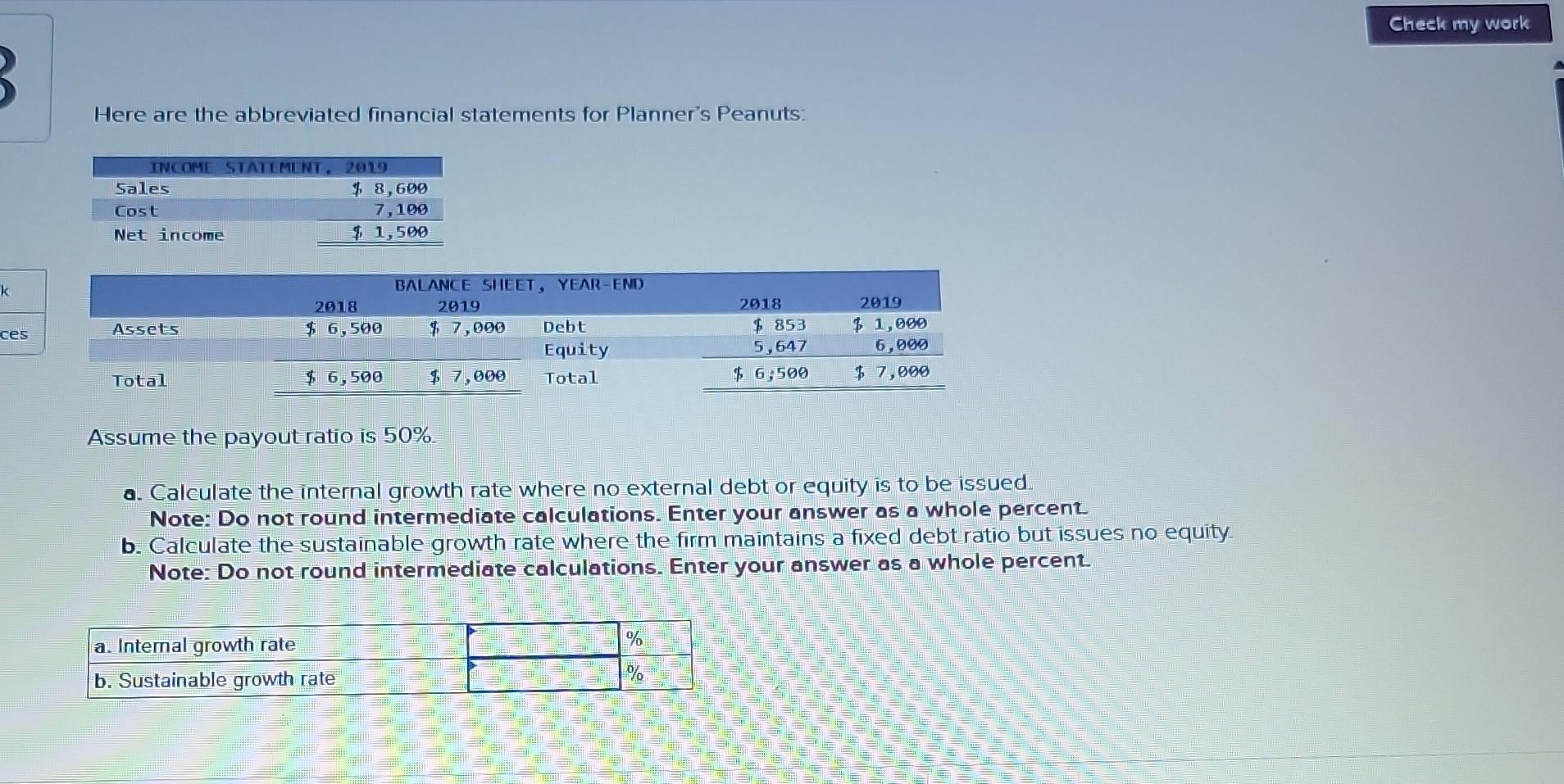 Solved Here are the abbreviated financial statements for | Chegg.com