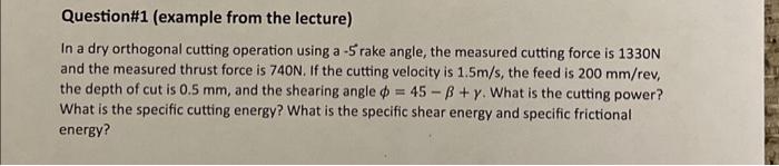 Solved Question#1 (example from the lecture) In a dry | Chegg.com