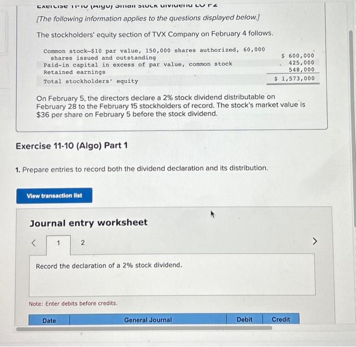 Solved On February 5 , the directors declare a 2% stock | Chegg.com