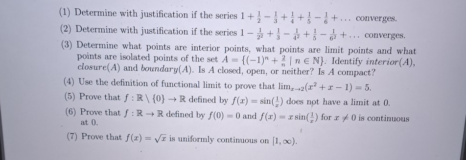Solved (1) ﻿Determine with justification if the series | Chegg.com