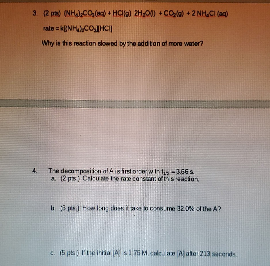 Solved 3. (2 pts) (NHa)2CO3(aq) + HCl(g) 2H200) + CO2(g) + | Chegg.com