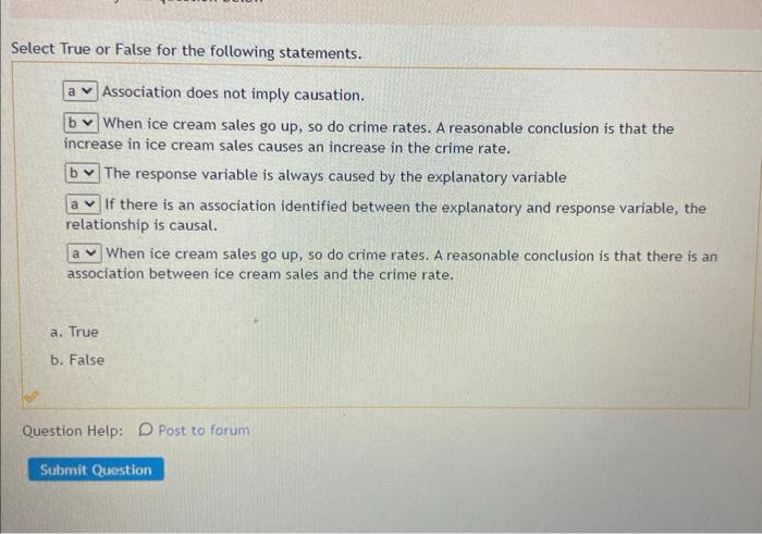 Solved Select True or False for the following statements. | Chegg.com