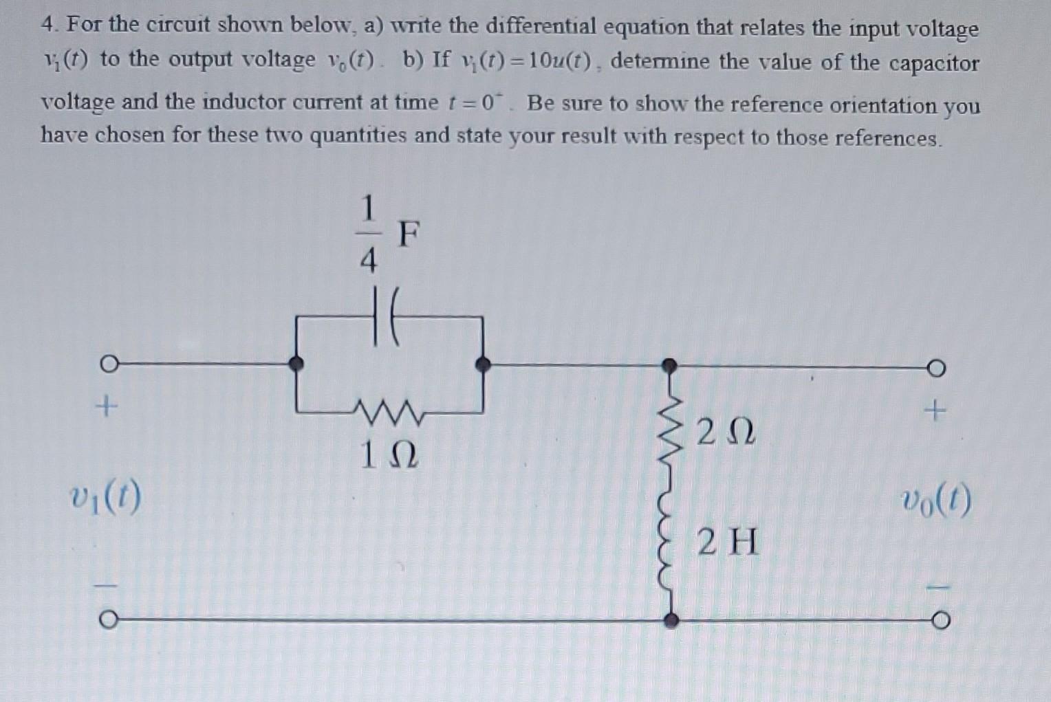 Solved 4. For the circuit shown below, a) write the | Chegg.com