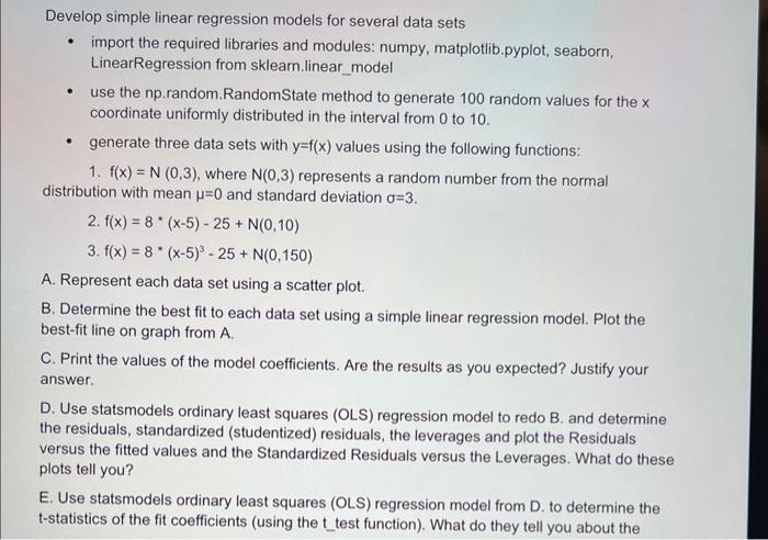Solved Develop simple linear regression models for several | Chegg.com