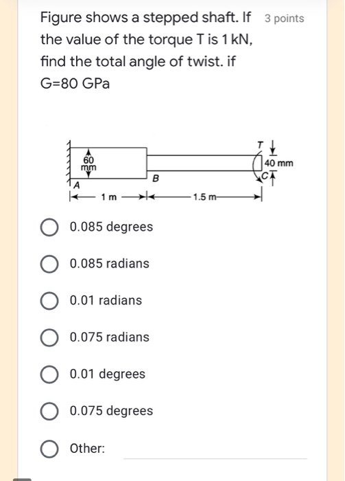 Solved 3 points The cross-sectional area of a solid shaft of | Chegg.com