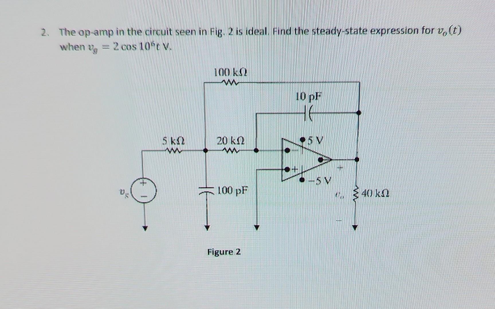 Solved The op-amp in the circuit seen in Fig. 2 is ideal. | Chegg.com