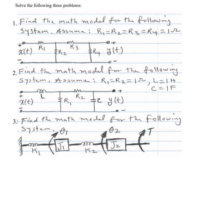 Solved system. Assume: R1=R2=R3=R4=1Ω 2. Find the math model | Chegg.com