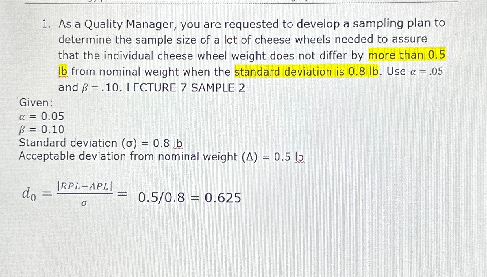 Solved CREATE AN OC CURVE FOR THIS EXCERCISEAs a Quality | Chegg.com
