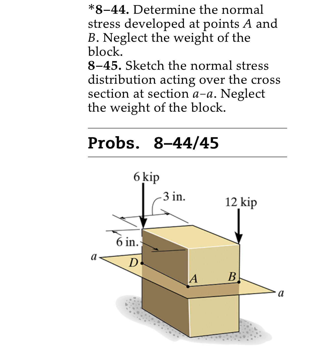 Solved *8-44. ﻿Determine the normal stress developed at | Chegg.com