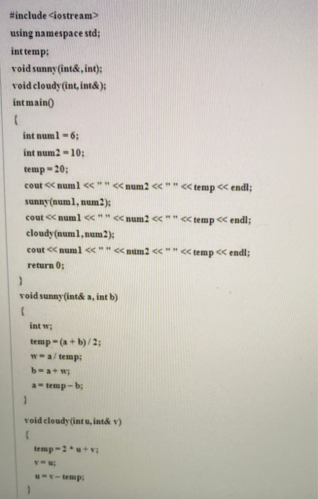 Solved #include using namespace std; int temp: void | Chegg.com